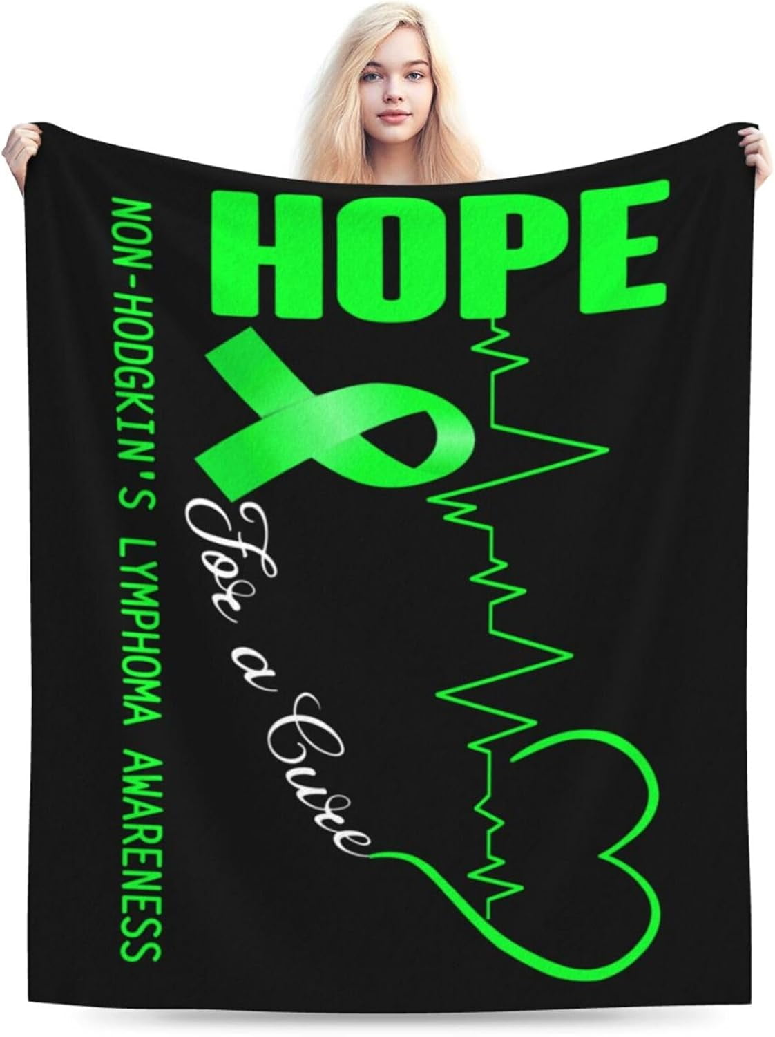 Hope for A Cure Non Hodgkins Lymphoma Awareness Throw Blanket for Men ...