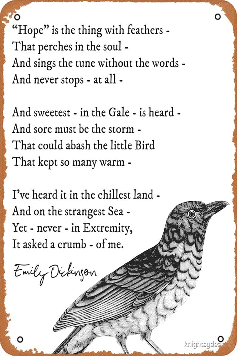 Hope is the thing with feathers' Emily Dickinson Inspirational Poem ...