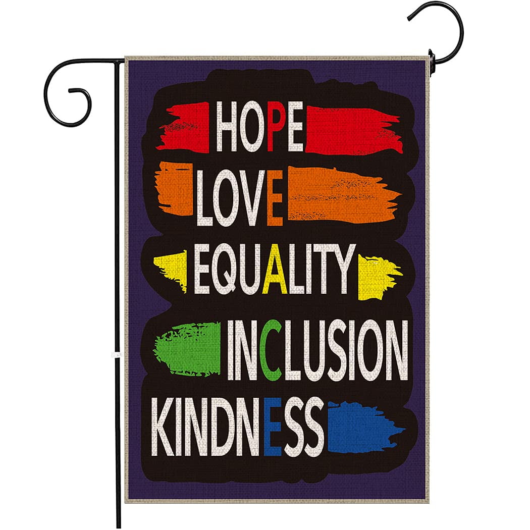 Hope love Equality Kindness Inclusion Garden Flag No One Fights Alone ...