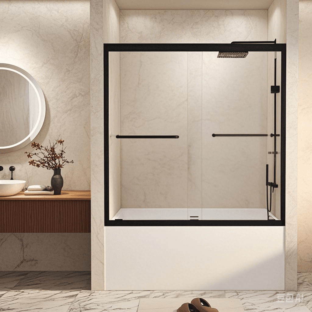 HopeHub Semi-Frameless Shower Door, 56-60 in. W x 72 in. H Double ...