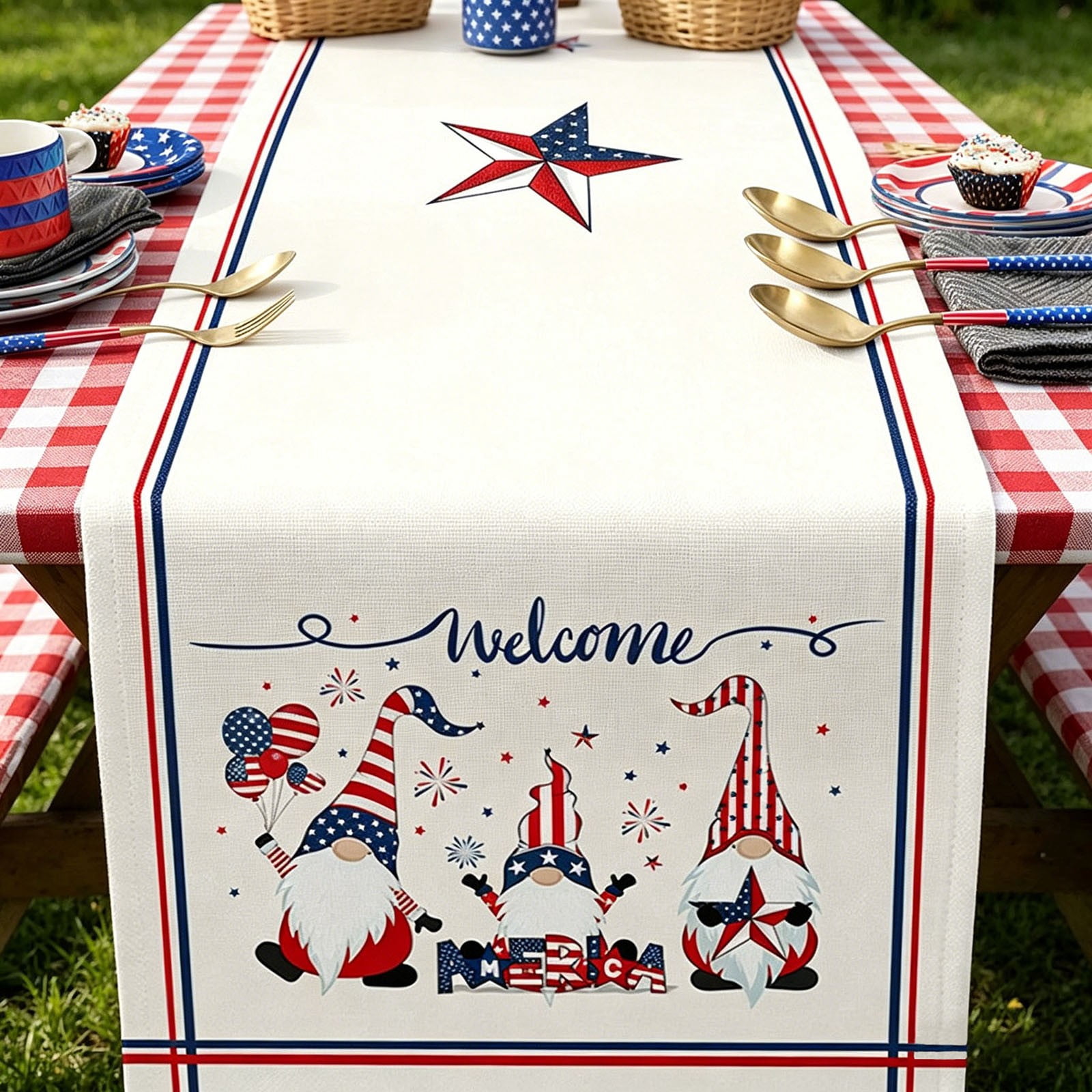 HopePan Patriotic Tablecloths Rectangular Red White and Blue Table ...