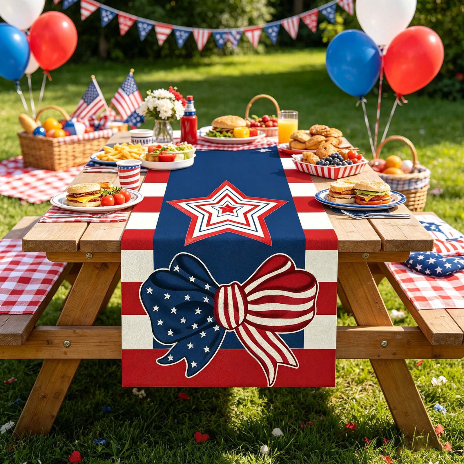 HopePan Patriotic Tablecloths Rectangular Red White and Blue Table ...