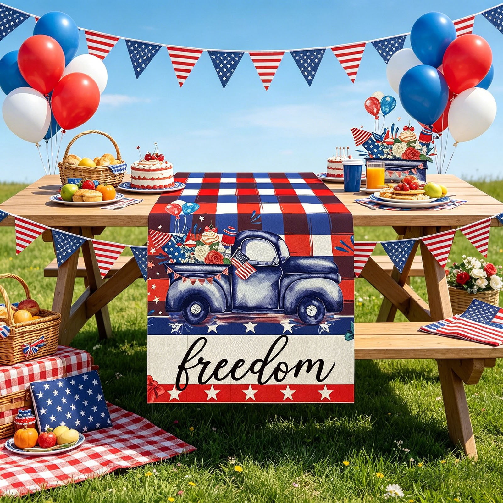 HopePan Patriotic Tablecloths Rectangular Red White and Blue Table ...