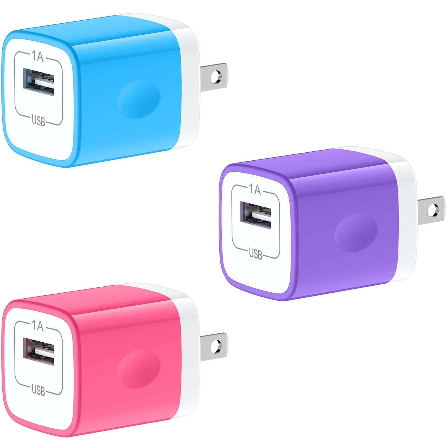 HopePow Phone Charger Block,3Pack USB Charger Adapter Plug 5V/1A Wall ...