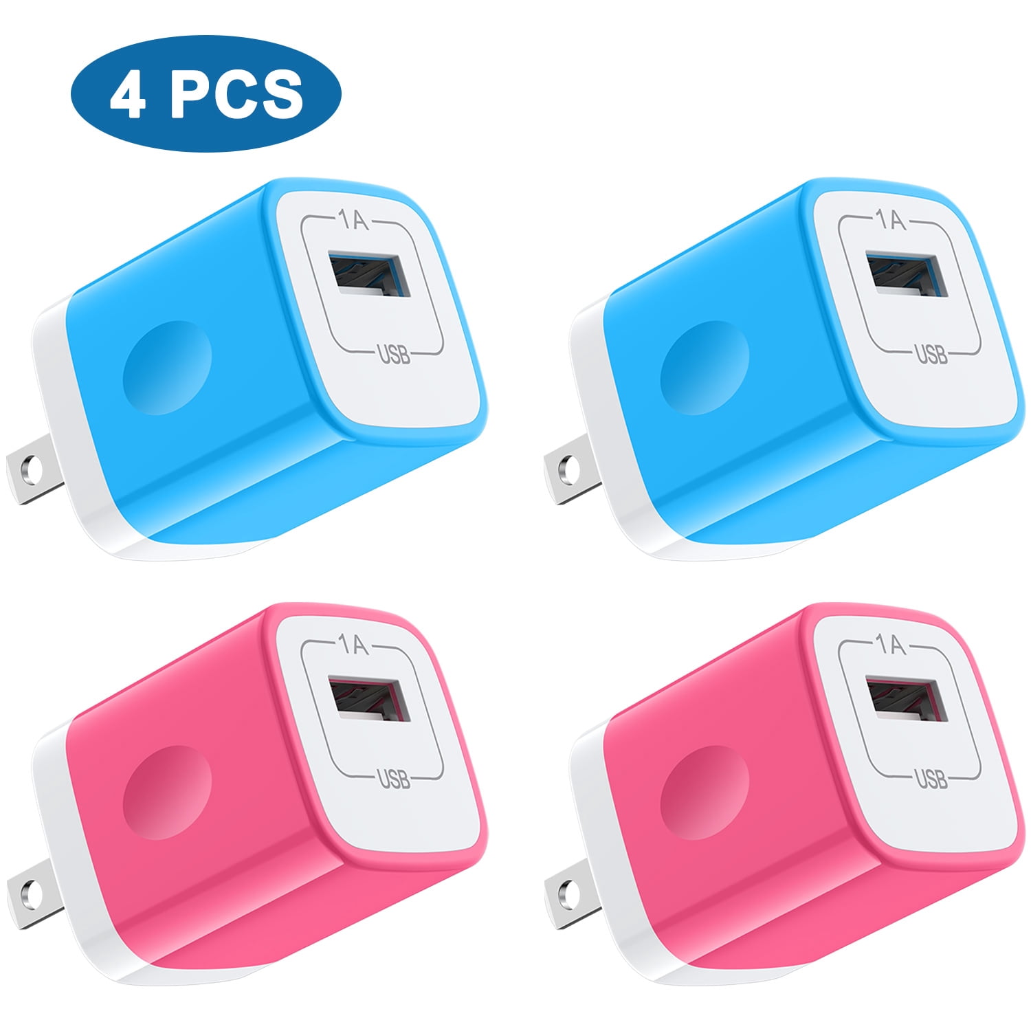 HopePow Phone Charger Block,4Pack USB Charger Adapter Plug 5V/1A Wall ...