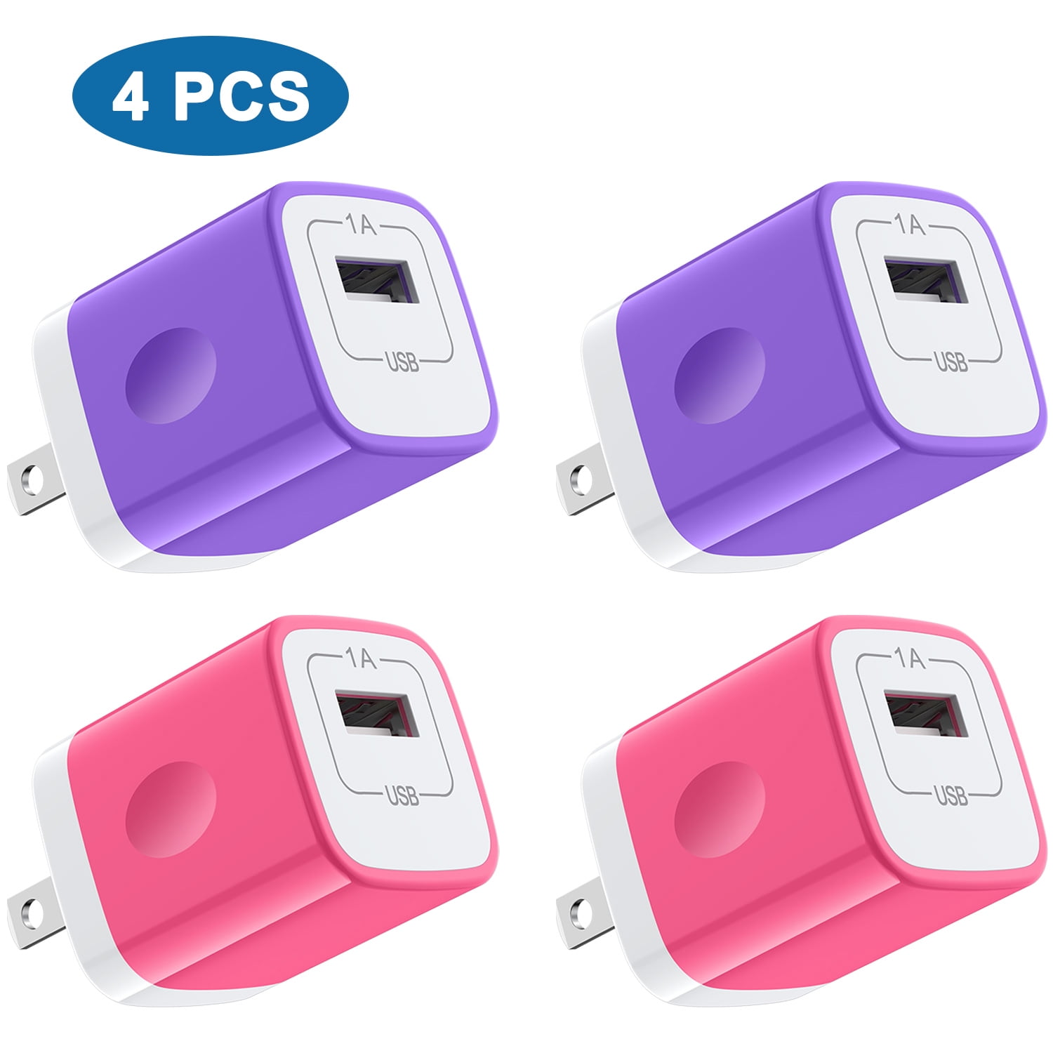HopePow Phone Charger Block,4Pack USB Charger Adapter Plug 5V/1A Wall ...