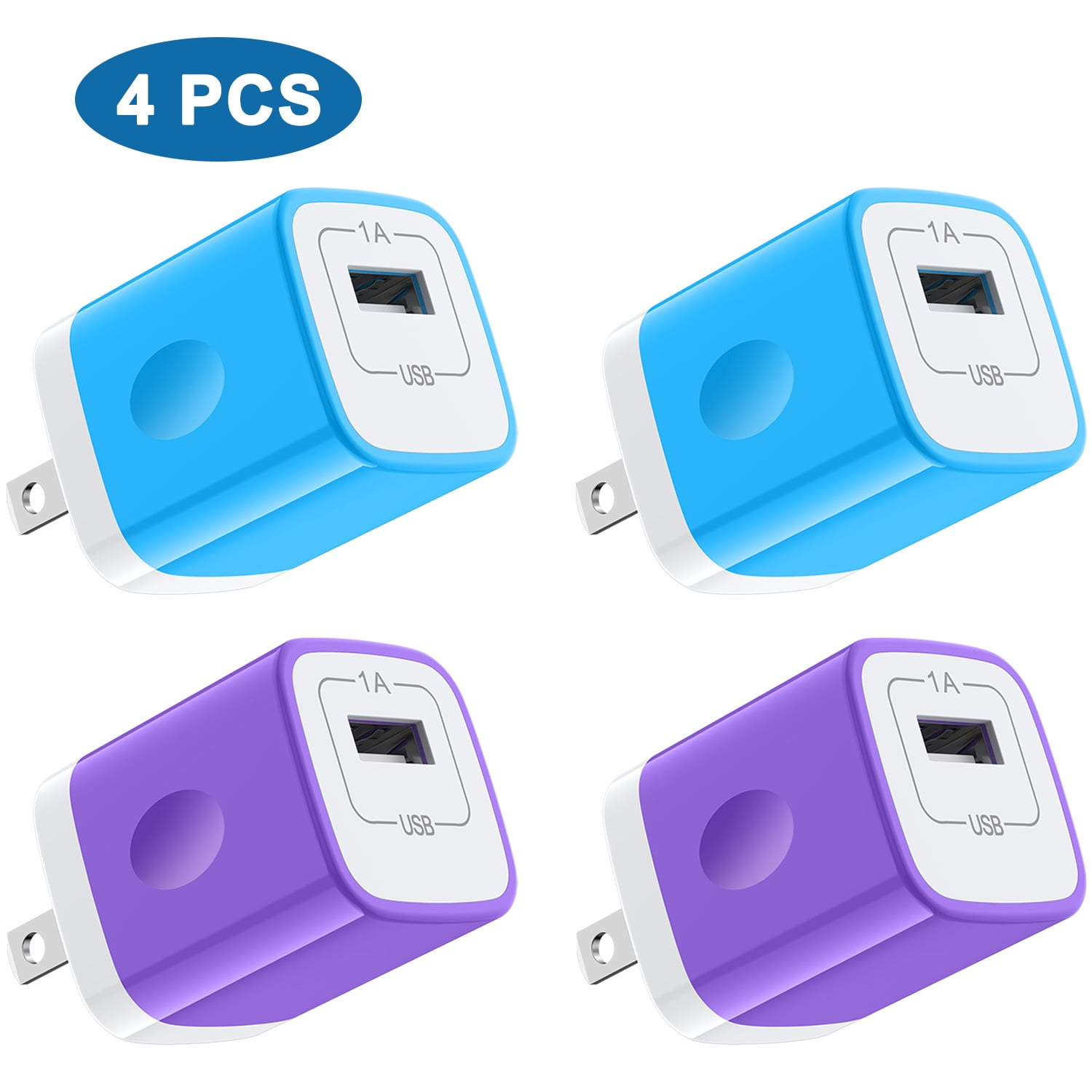 HopePow Phone Charger Block,4Pack USB Charger Adapter Plug 5V/1A Wall ...