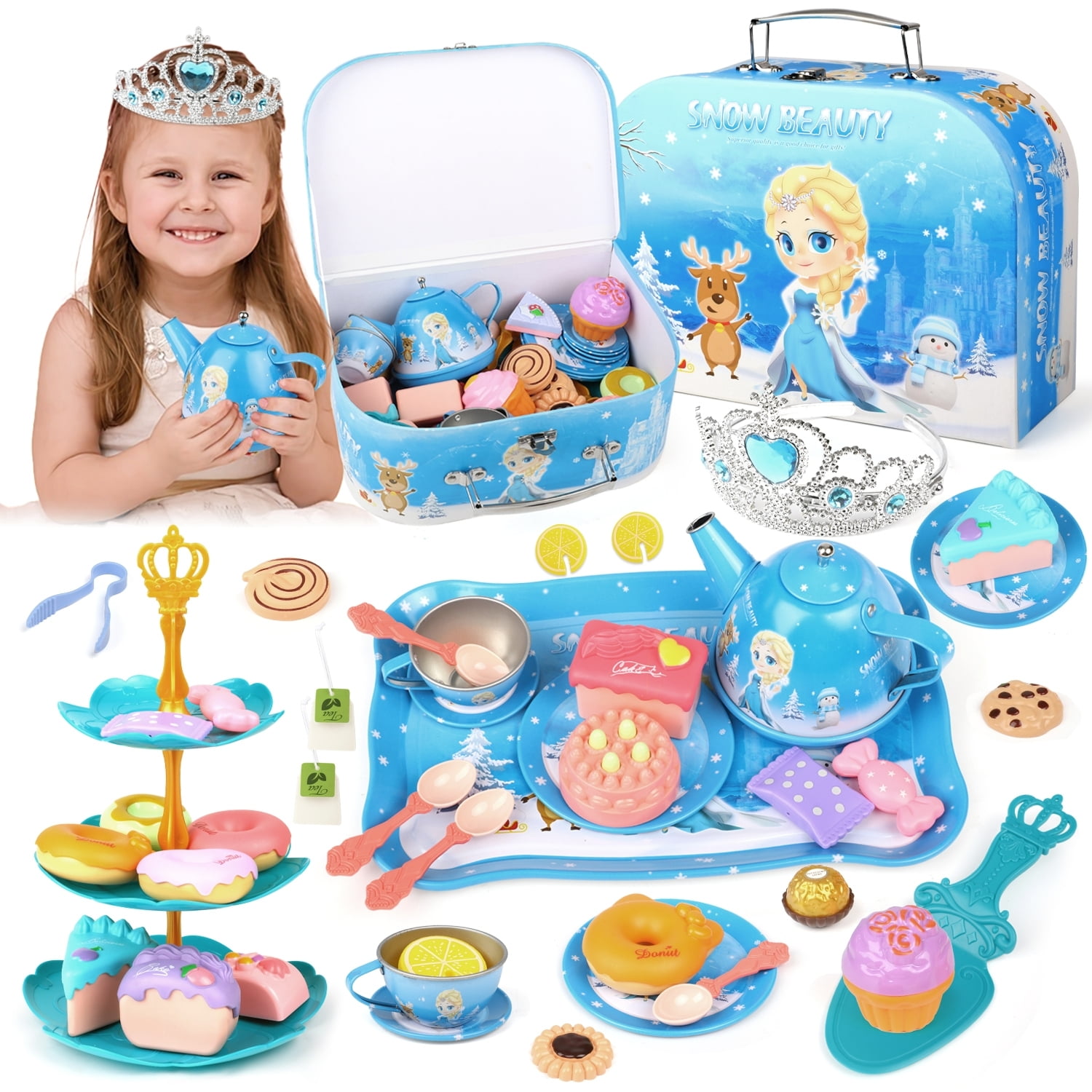 HopeRock 50PCS Toys for Girls 3-6 years, Princess Tea Set for Little ...