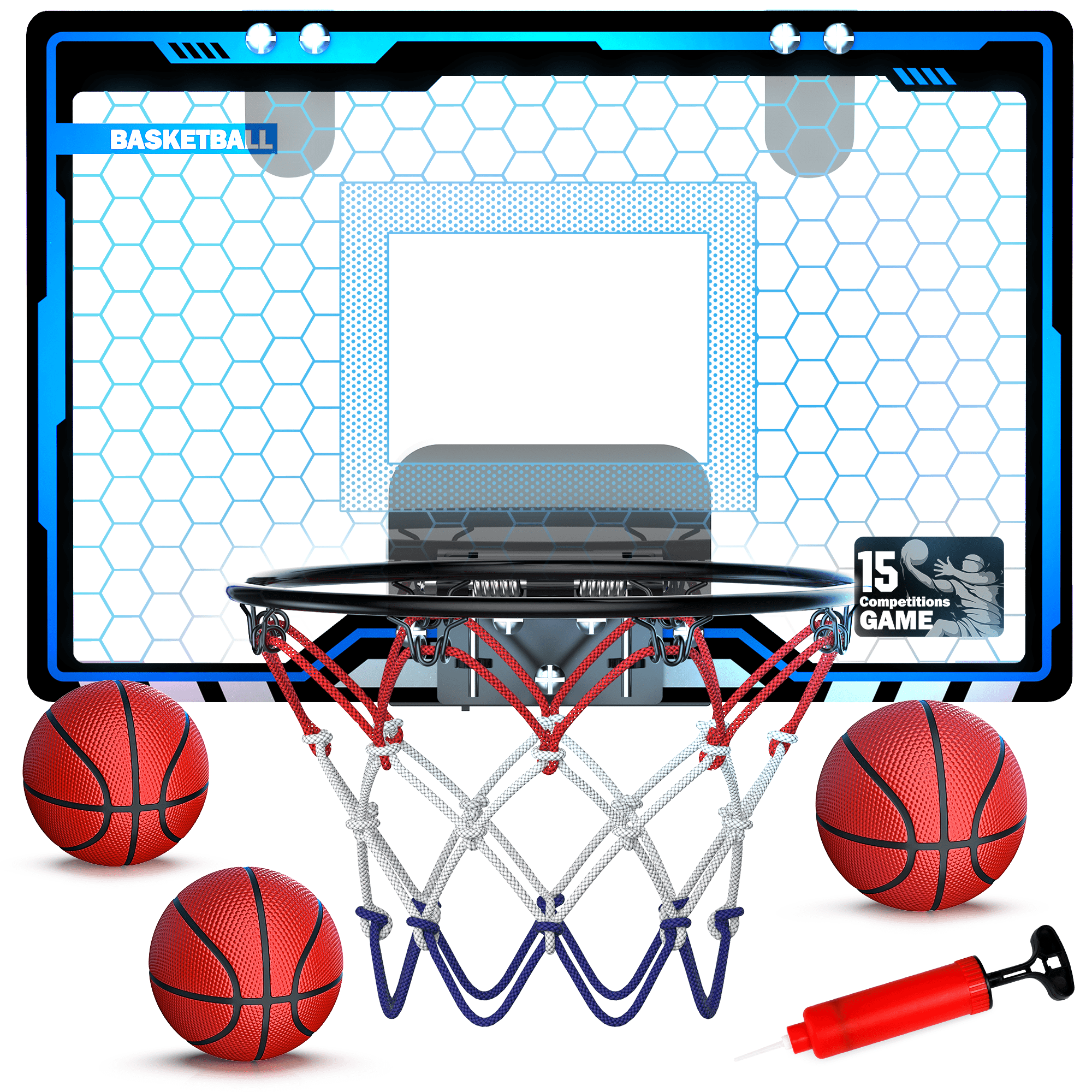 HopeRock Kids Basketball Hoop Set with 3 Balls, Steel Rim, LED Lighting ...