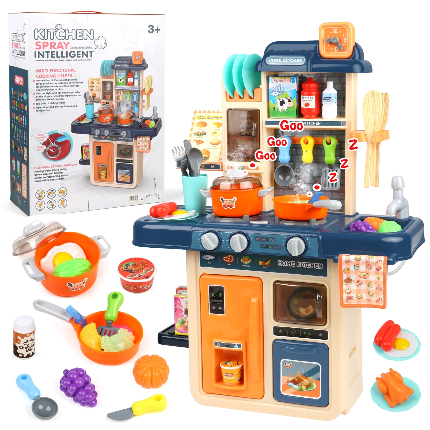 HopeRock Kids Kitchen Play Set Toys for Kids Ages 3 4 5 6+, Pretend ...