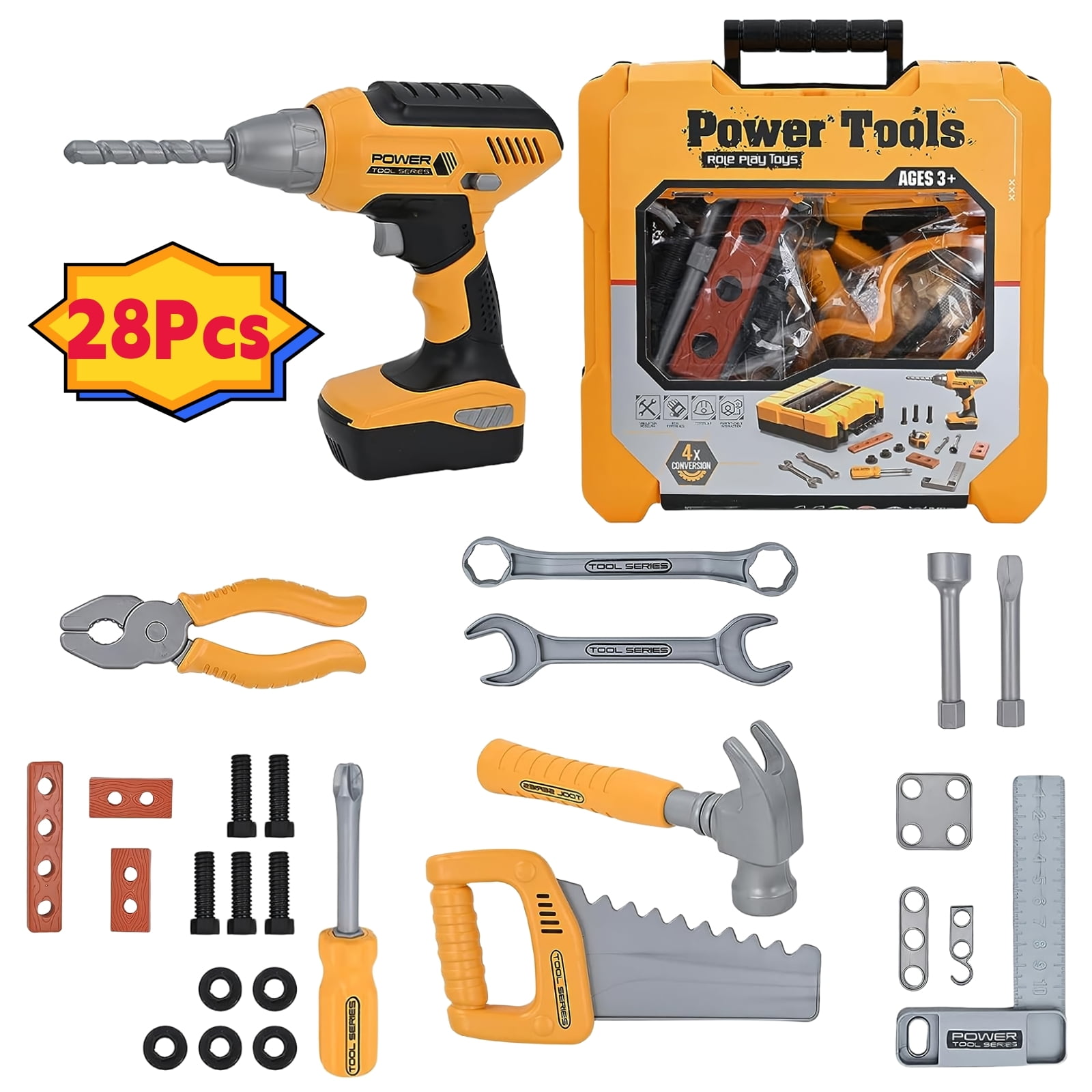 HopeRock Kids Construction Tools Toys Set, 28PCS Pretend Play Drill Set ...