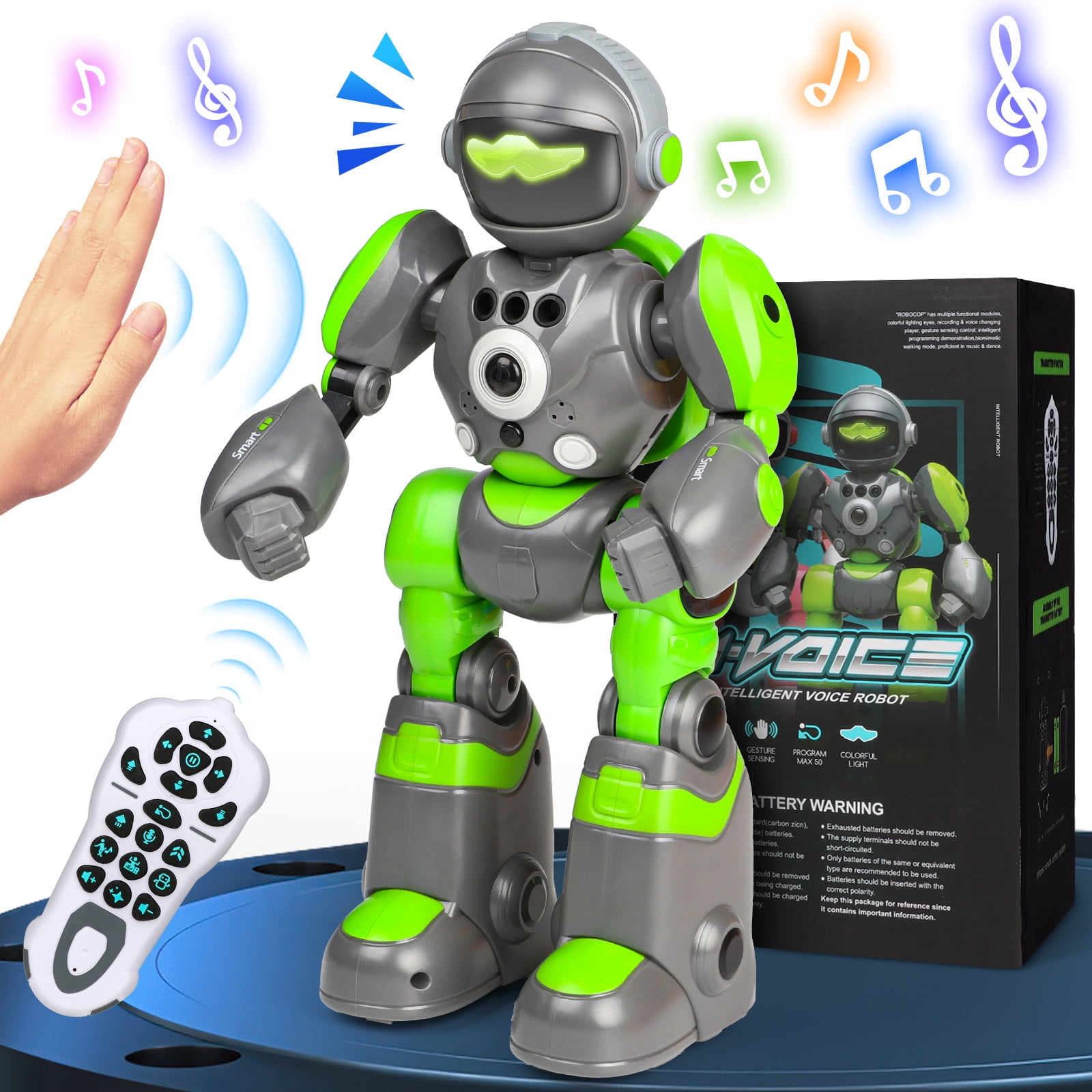 HopeRock RC Robot Toys for Kids, Gesture & Sensing Programmable Remote Control Smart Robot ...