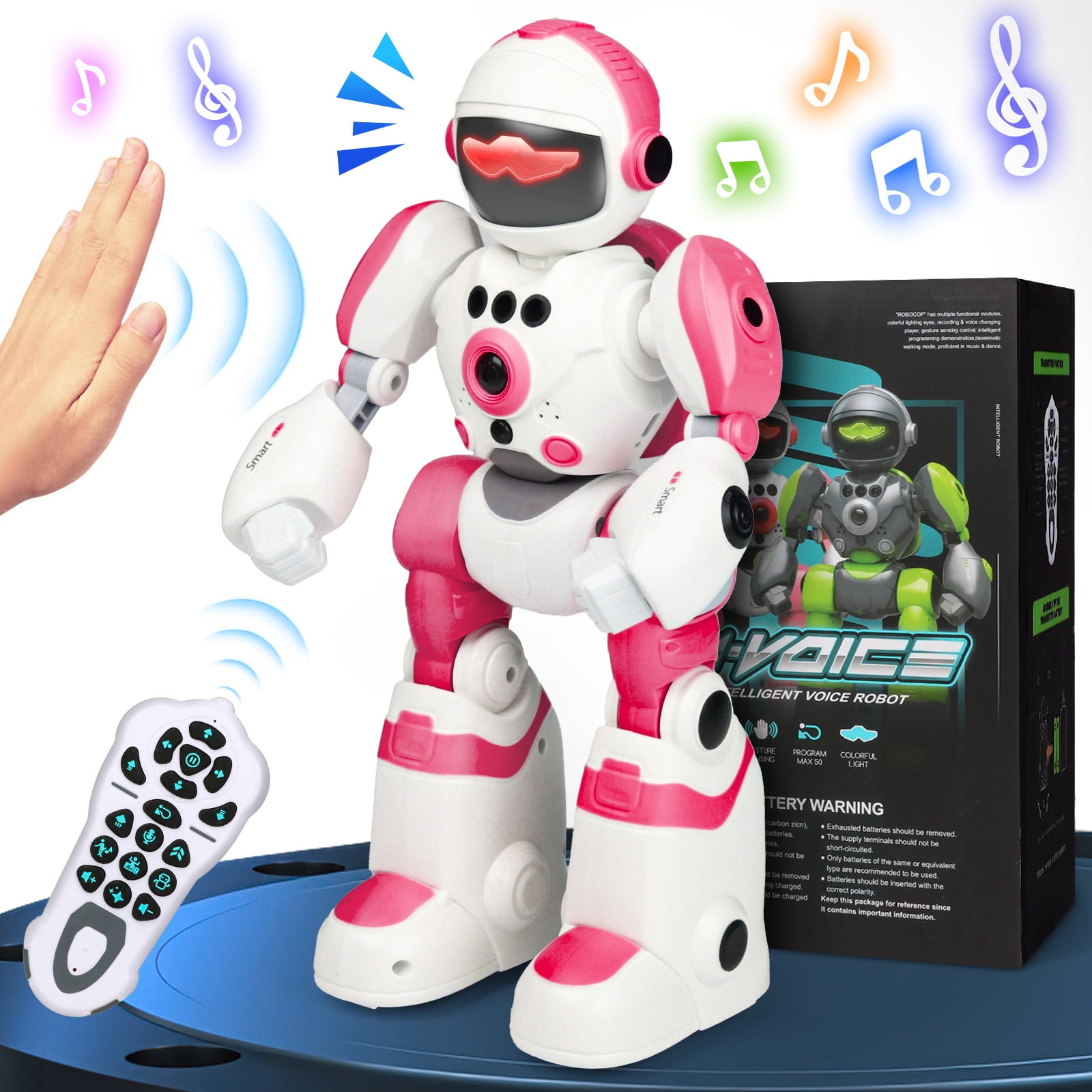HopeRock Remote Control Intelligent Robot Toys For Kids, Gesture & Sensing Programmable RC Robot ...