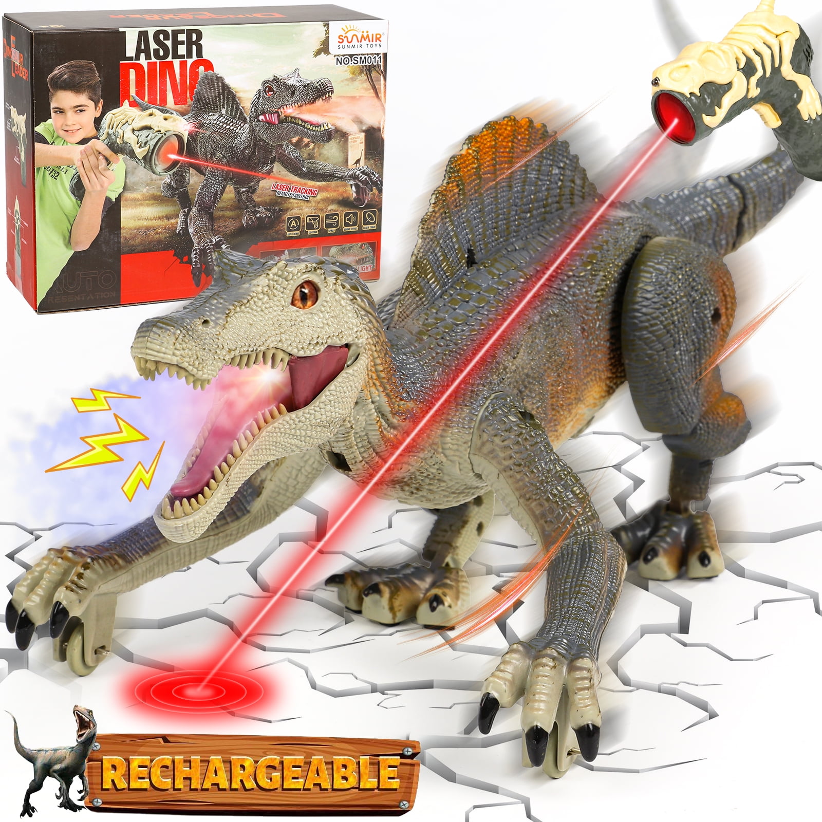 HopeRock Remote Control Dinosaur Toys for Boys 3-8 Year, Light Chasing ...