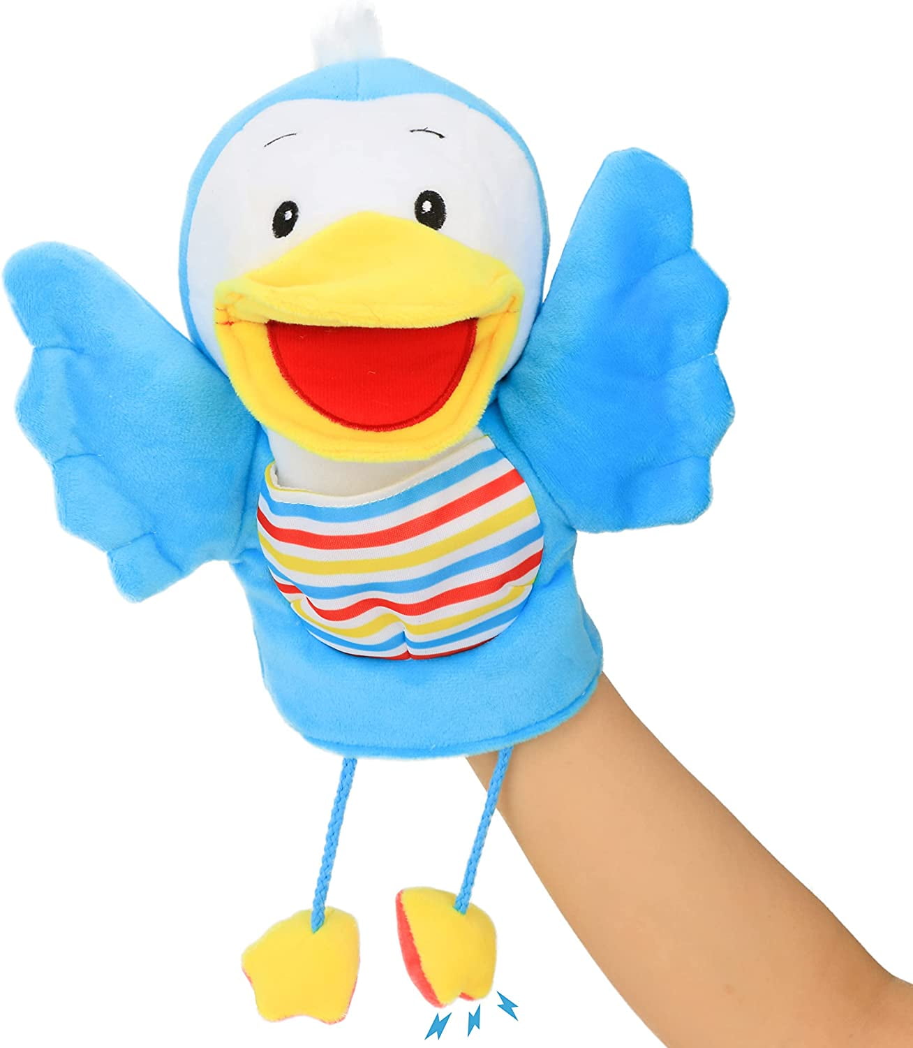 Hopearl Blue Bird Hand Puppet Plush Animal Toys with Open Movable Mouth ...