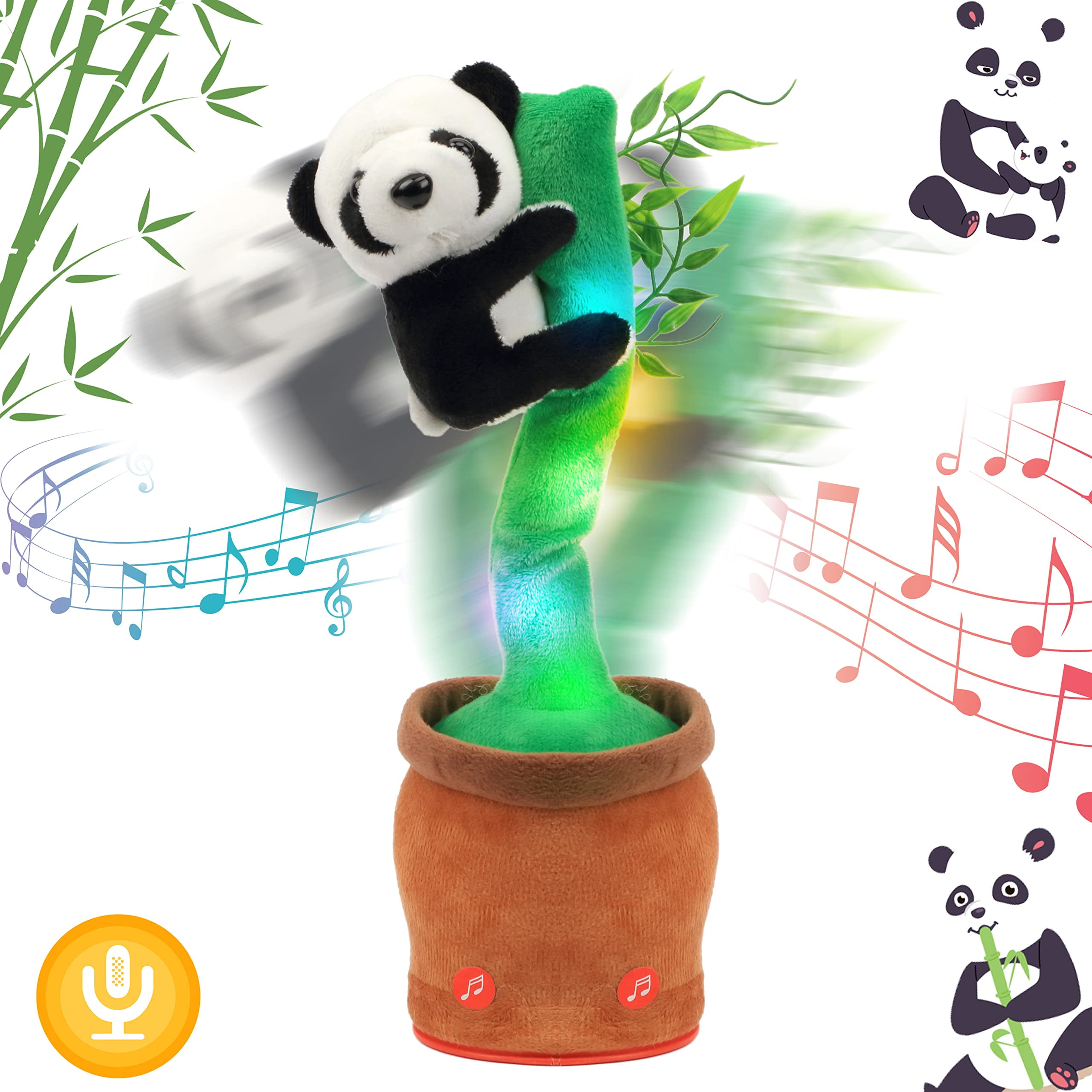 Hopearl Glowing Dancing Panda with Bamboo Repeats What You Say Talking ...