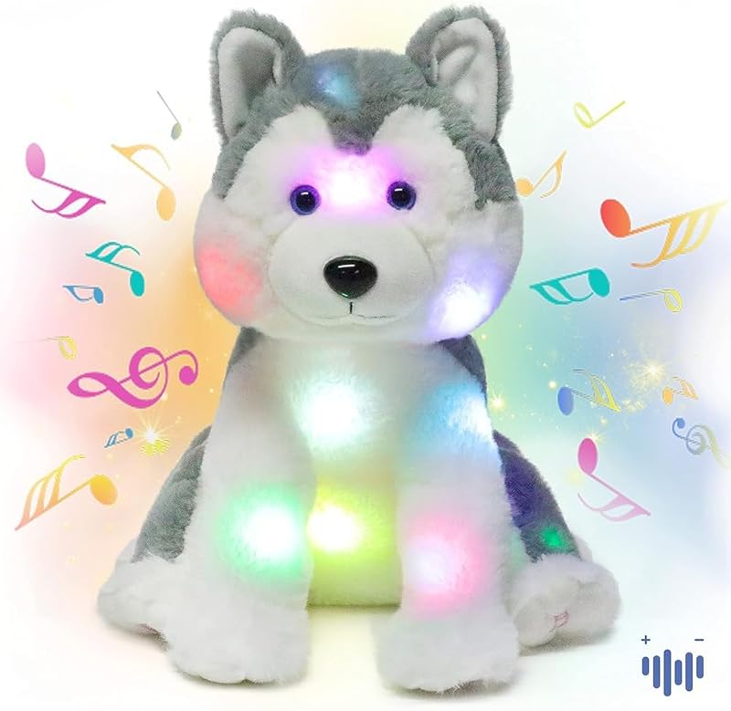 Hopearl LED Musical Stuffed Puppy Lighting Up Singing Plush Toy ...
