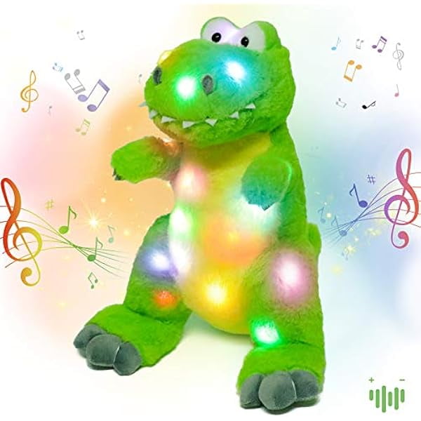 Hopearl LED Musical T-Rex Stuffed Dinosaur Lighting Up Singing Plush ...