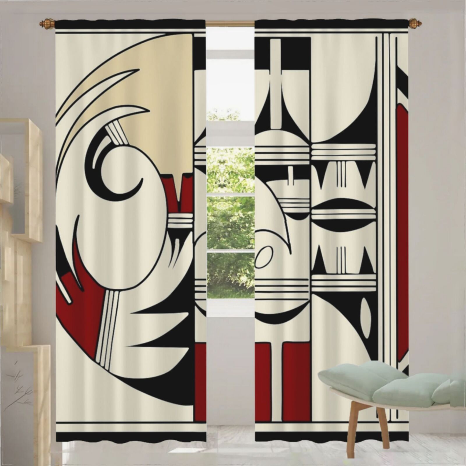 Hopi Pottery Curtains for Living Room Bedroom Decor Transparent Chiffon ...
