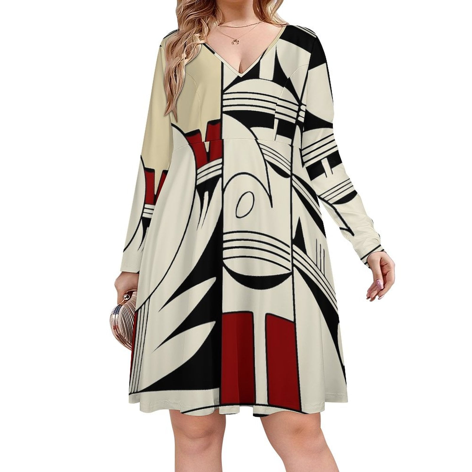 Hopi Pottery Long Sleeve Sexy Dresses For Women Ladies Vintage Elegant ...