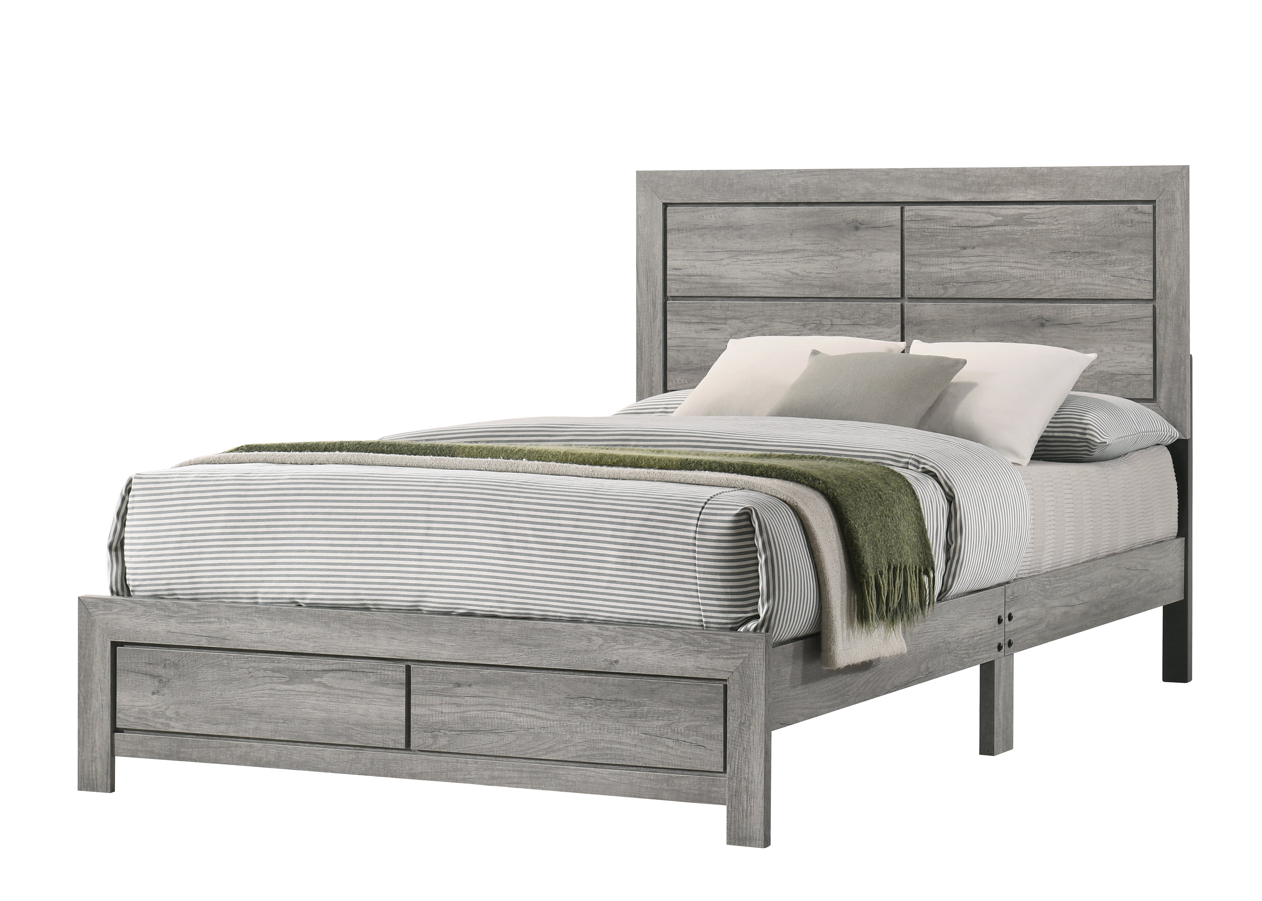 Hopkins Queen Bed Frame in a Box - Gray Wood, 84"x62", Modern Design ...