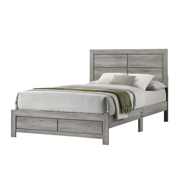 Hopkins Queen Bed Frame in a Box - Gray Wood, 84"x62", Modern Design ...