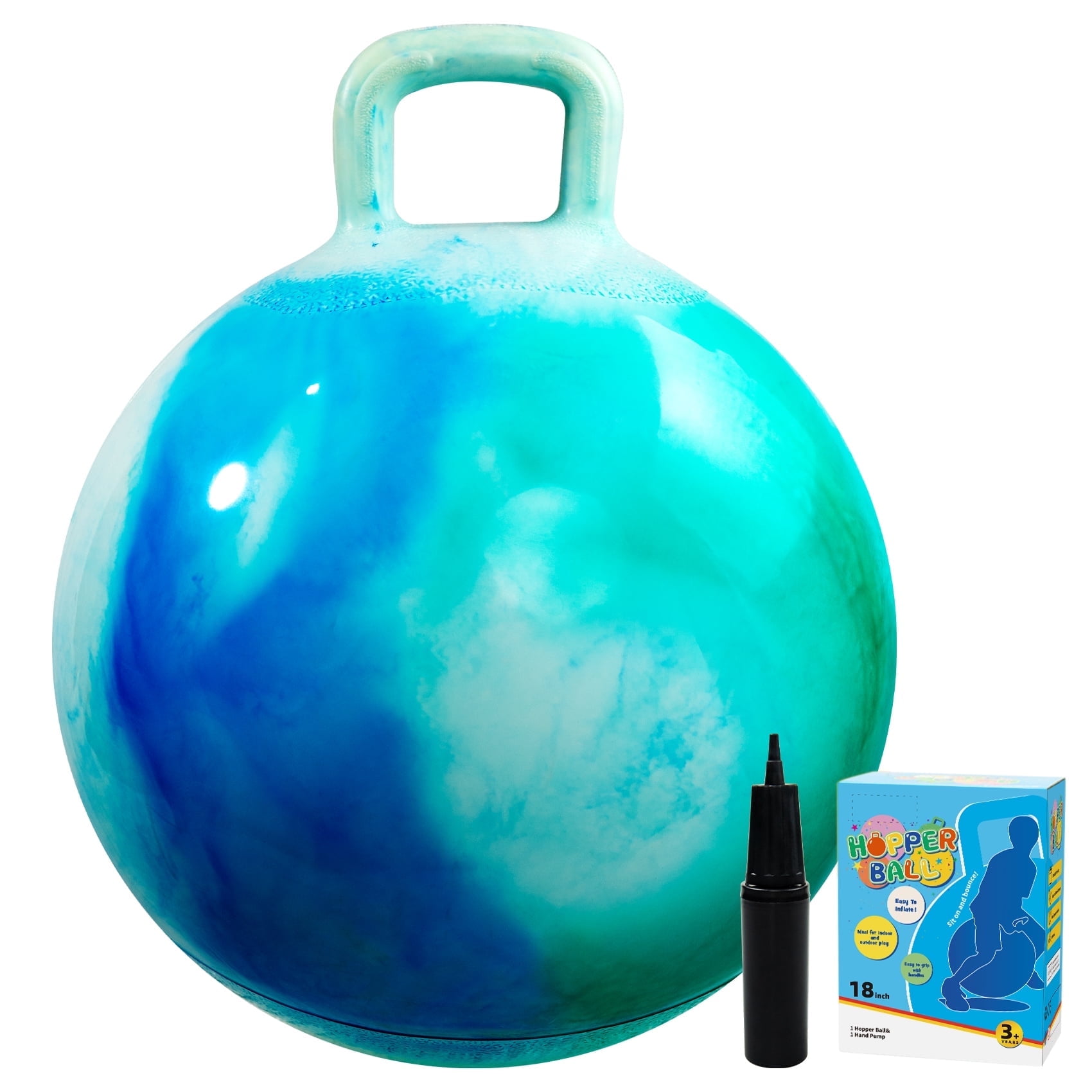 PLAYZAP Hopper Ball, Bouncy Ball with Handle for Kids, 18-inch Hippity ...