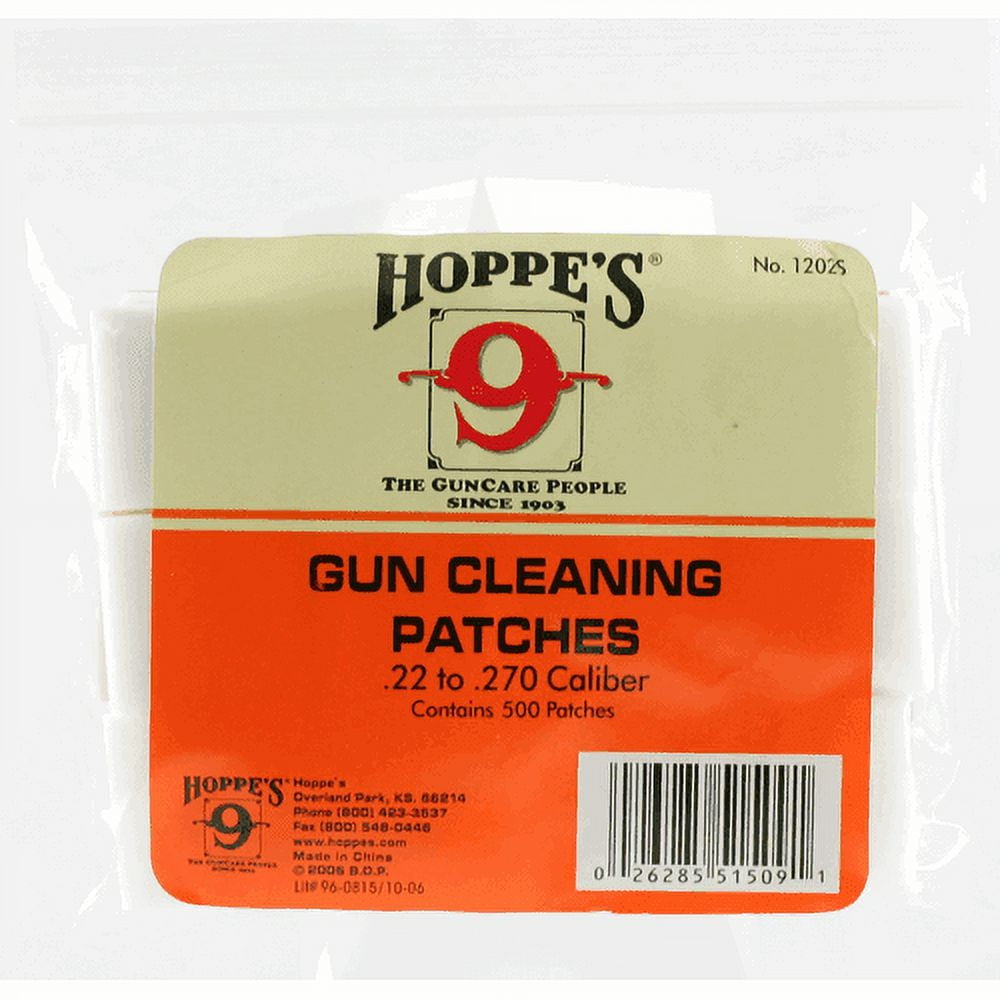 Hoppe's No. 9 Gun Cleaning Patches .22 to .270 Cal, 500 Patches ...