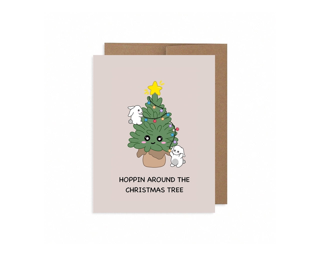Hoppin Around the Christmas Tree Card – Adorable Bunny and Christmas ...