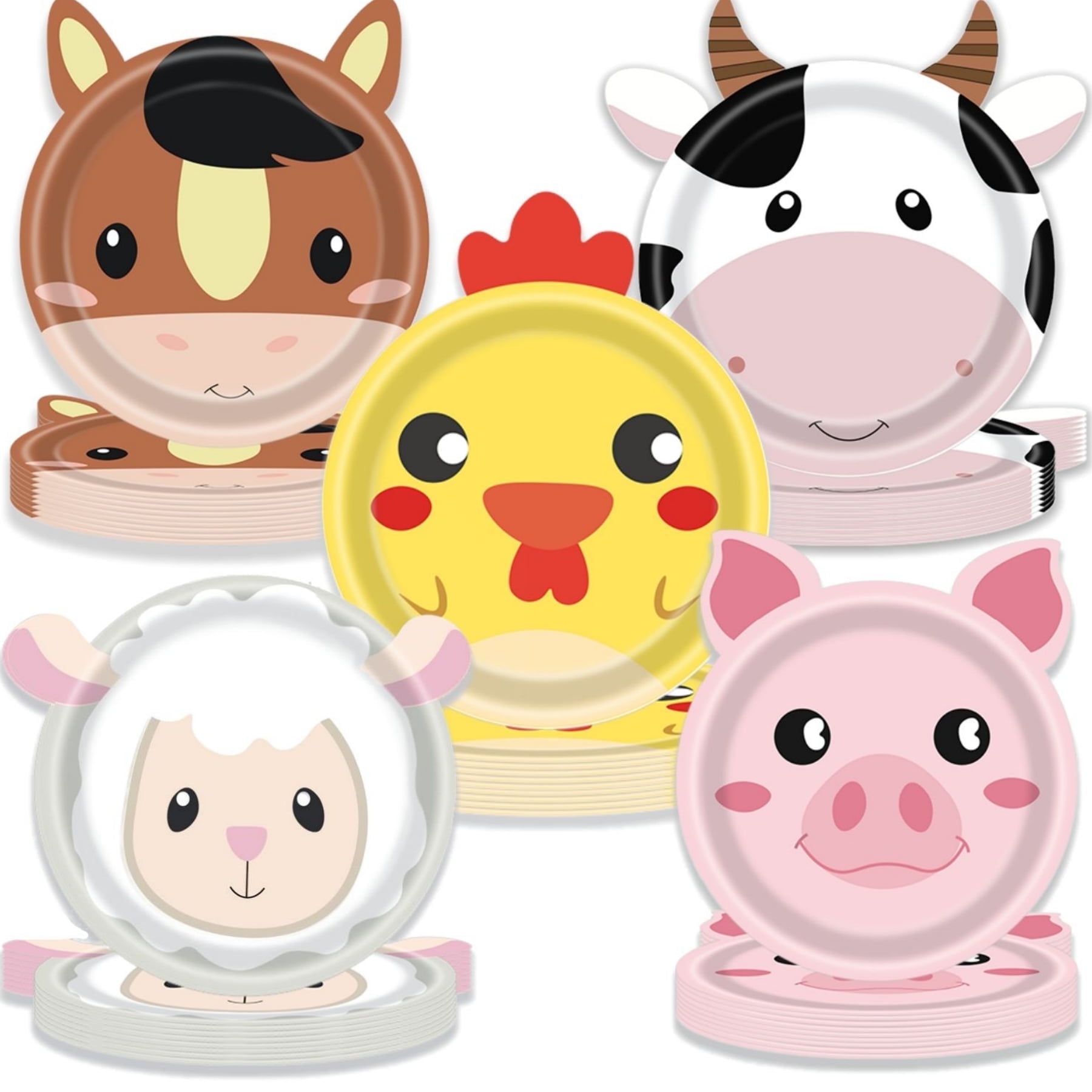 Hoppin Gee 25Pcs Farm Animal Themed Party Disposable Paper Serving ...
