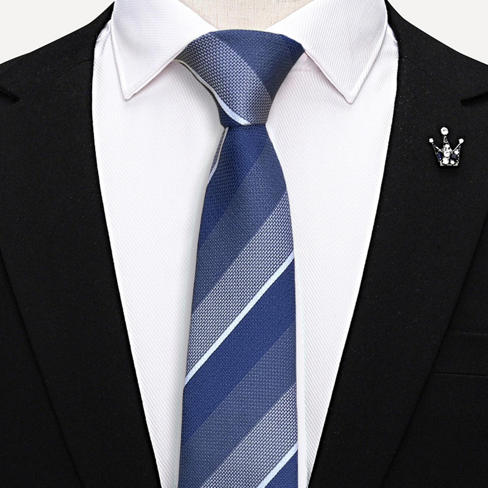 Hoppin Gee Men's Gray Blue Twill Stripe Neckties, Business Wedding Tie ...