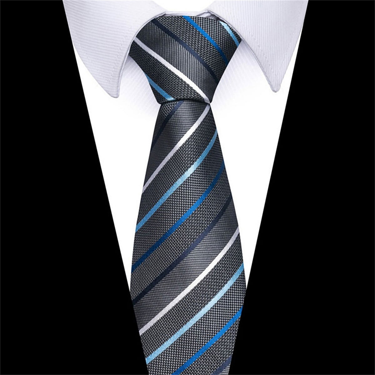 Hoppin Gee Men's Necktie Mens Ties Gray Stripe Tie Business Formal Men ...