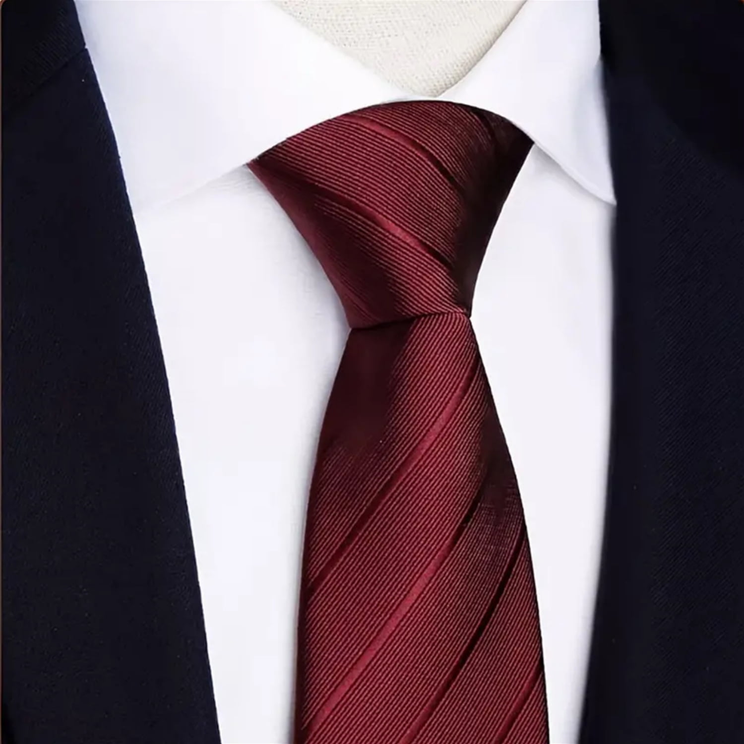 Hoppin Gee Mens Necktie,Men's Red Striped Tie,8cm Slim Skinny Solid Tie ...