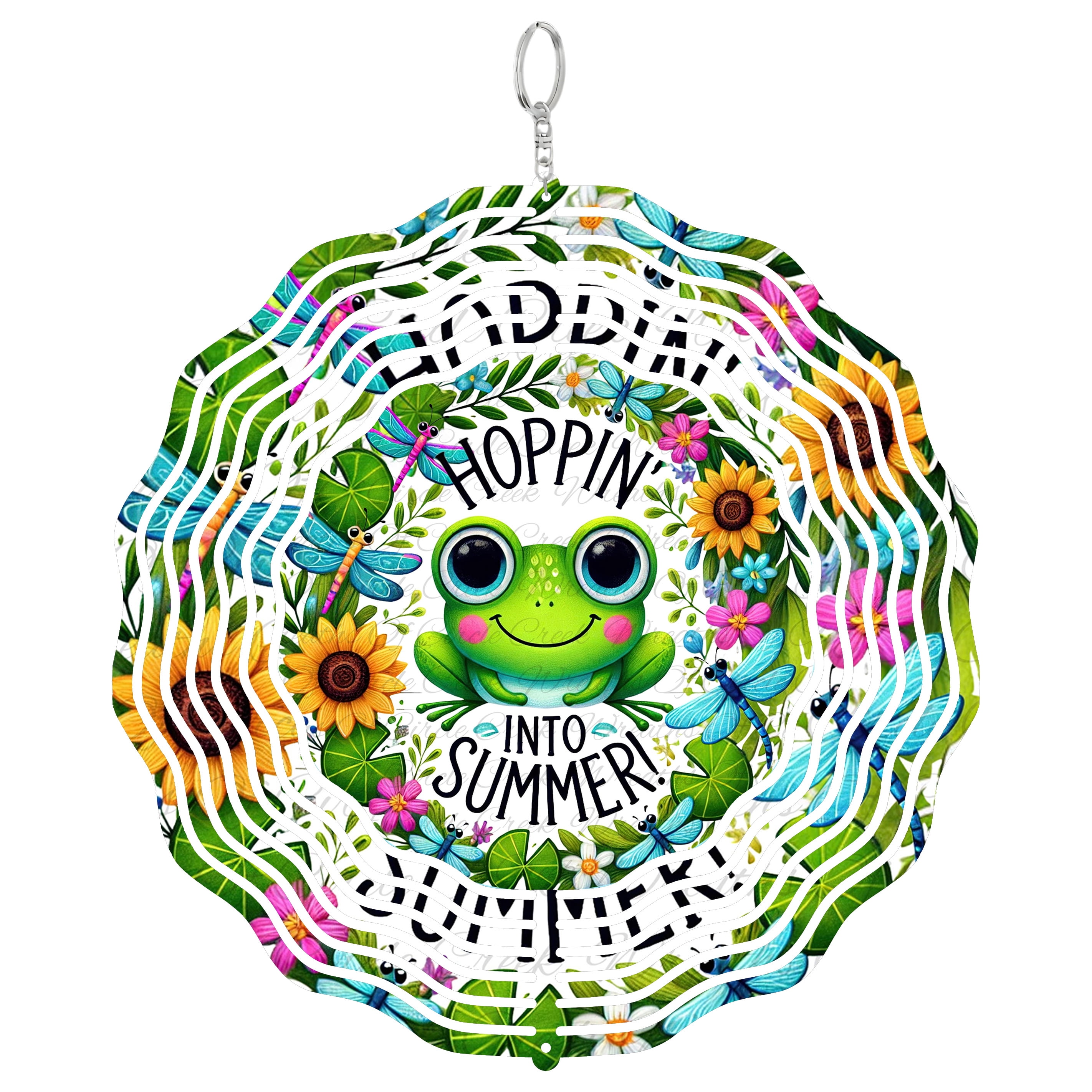 Hoppin' Into Summer Frog 3D Wind Spinner Hanging, UV Printed Tinplate ...