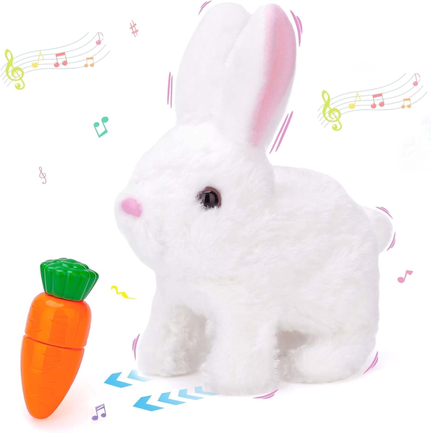 Hopping Easter Bunny Plush Toys with Carrot, Realistic Interactive ...