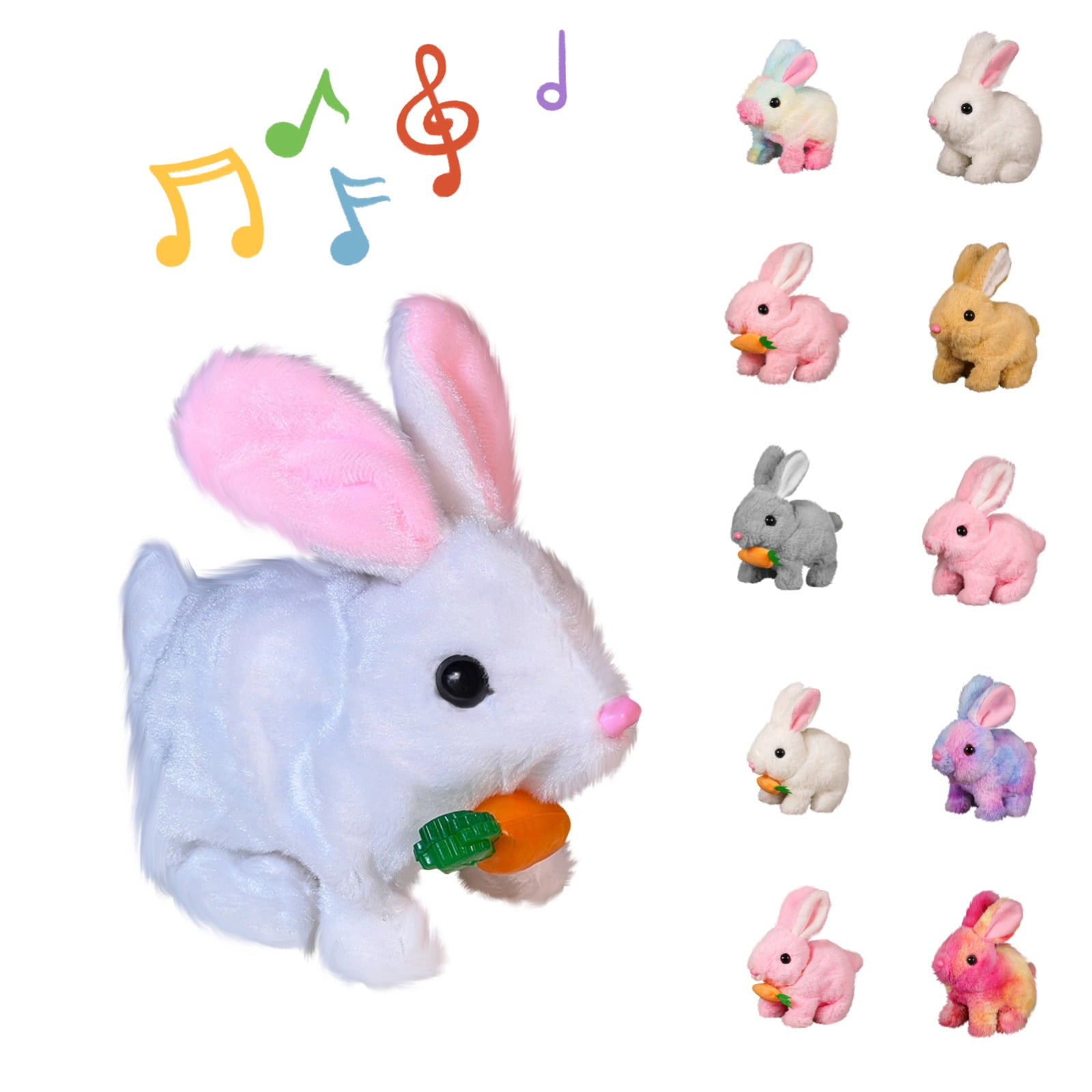 Hopping Rabbit with Carrot Interactive Electronic Pet Plush Bunny Toy ...