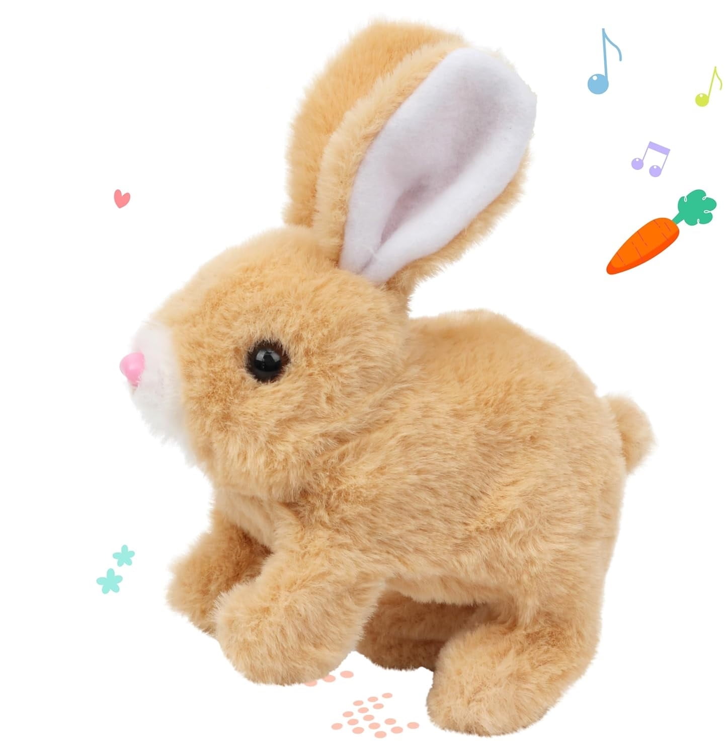 Hopping Rabbit with LED Ears Interactive Electronic Pet Plush Bunny Toy ...