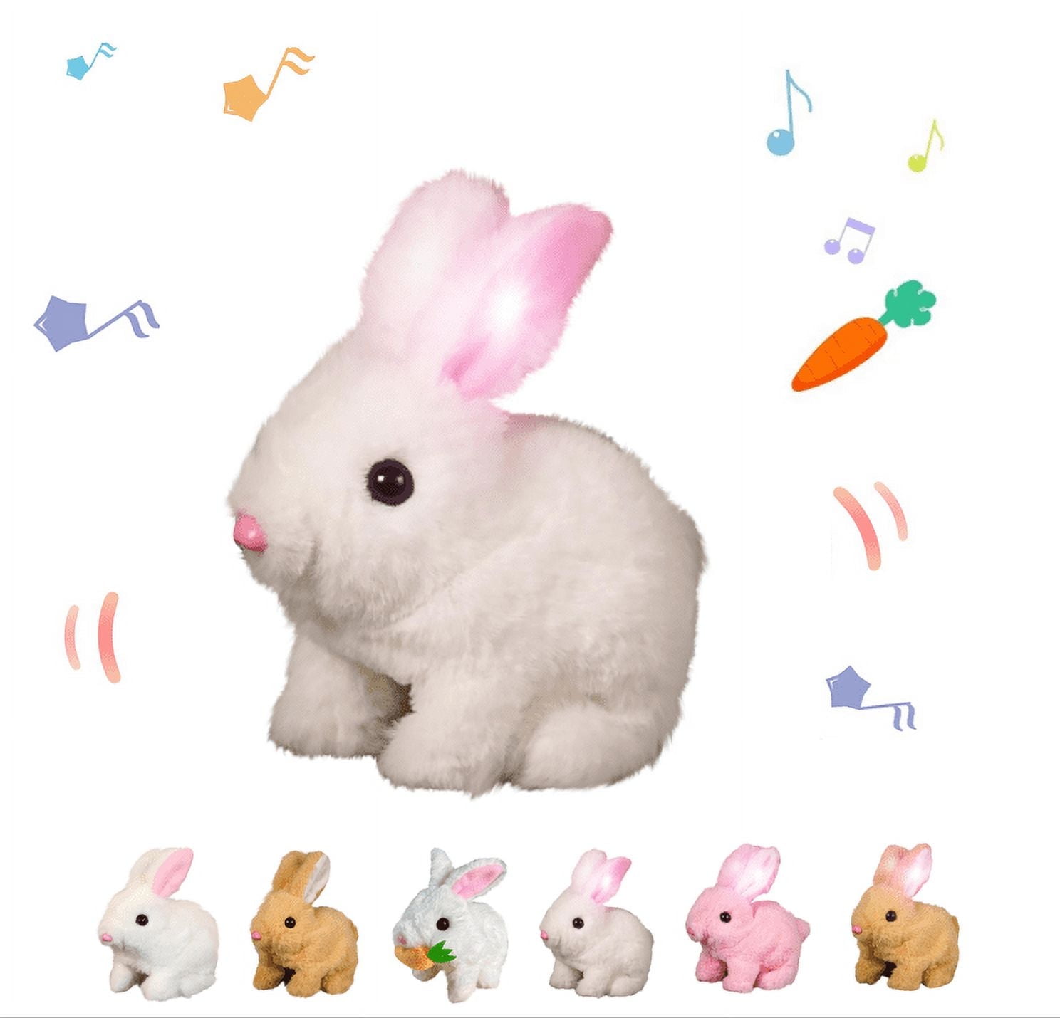 Hopping Rabbit with LED Ears Interactive Electronic Pet Plush Bunny Toy ...