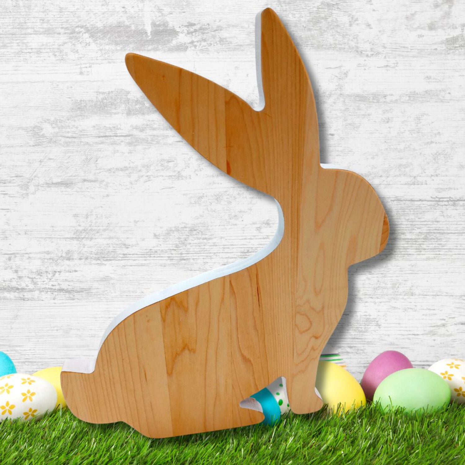 Hopping Wood Bunny Board with White Milk Paint Outline - Walmart.com