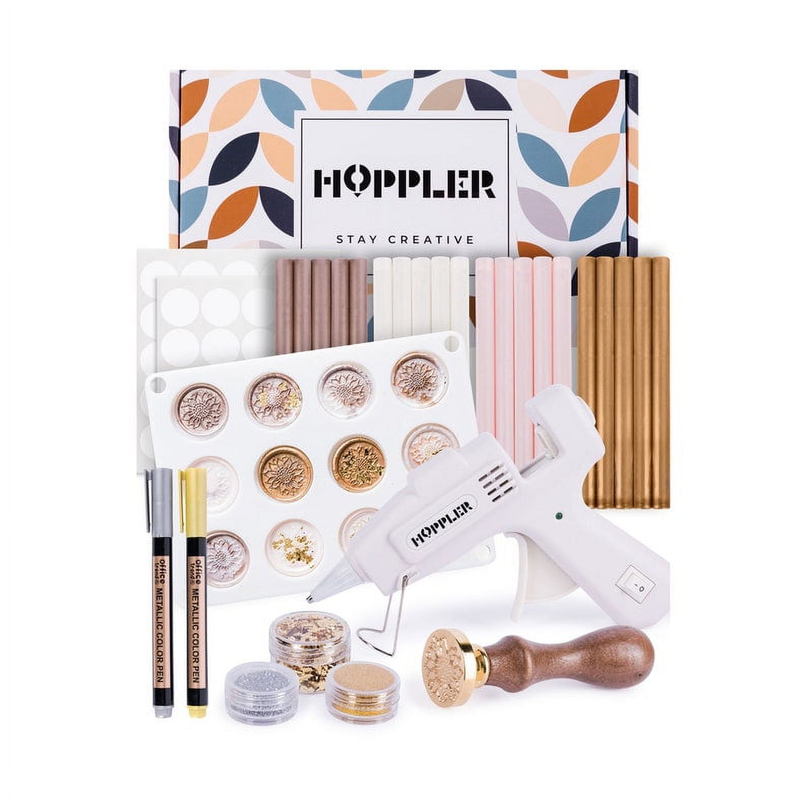 Hoppler Wax Seal Kit, Sealing Wax Gun, Wax Sticks, Stamp, Silicone Mold - Walmart.com