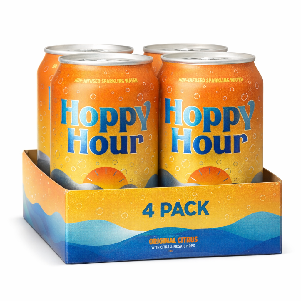 Hoppy Hour Sparkling Hop Water, Non-Alcoholic and Adaptogens Drink ...