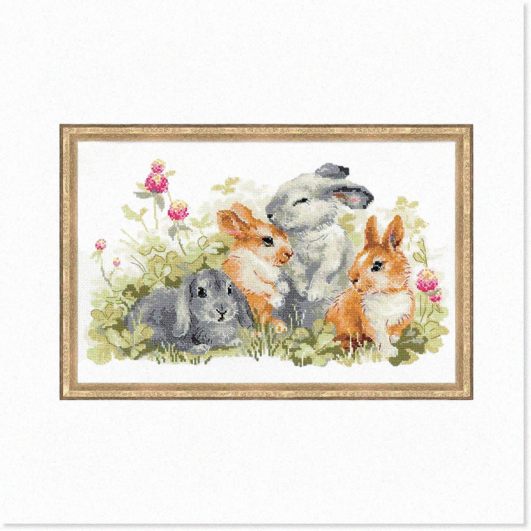 Hoppy Stitches Rabbitry Cross Stitch Kit - 15"x9" Zweigart 14ct. AIDA ...