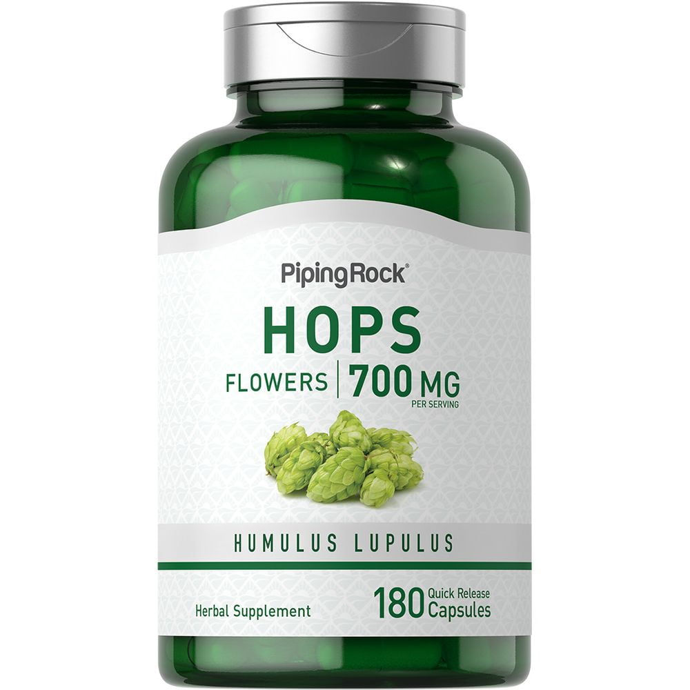 Hops Capsules 350mg | 180 Count | Non-GMO, Gluten Free | By Piping Rock ...
