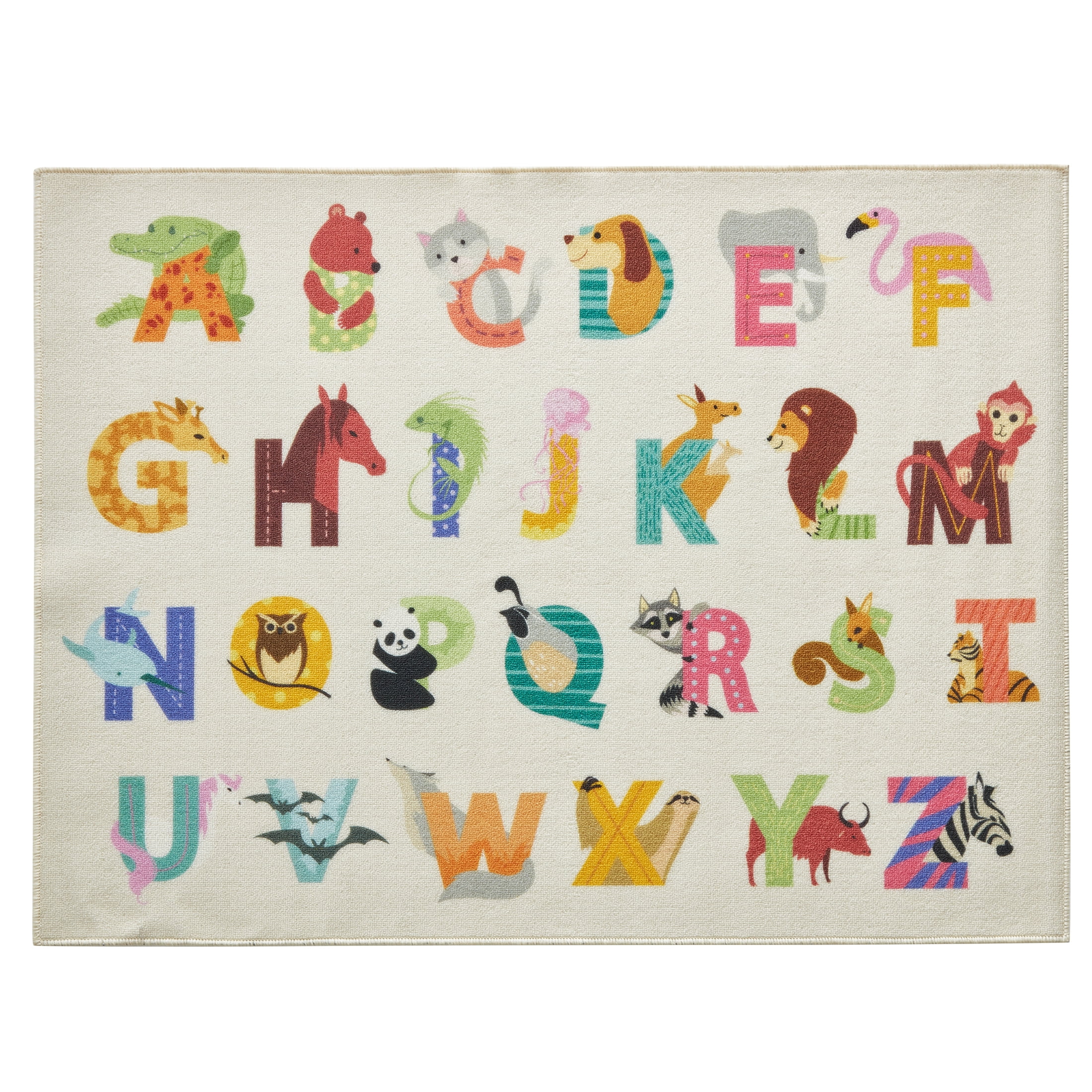 Hopscotch Alphabet Animals Educational Indoor Playmat Rug, Multi-color ...