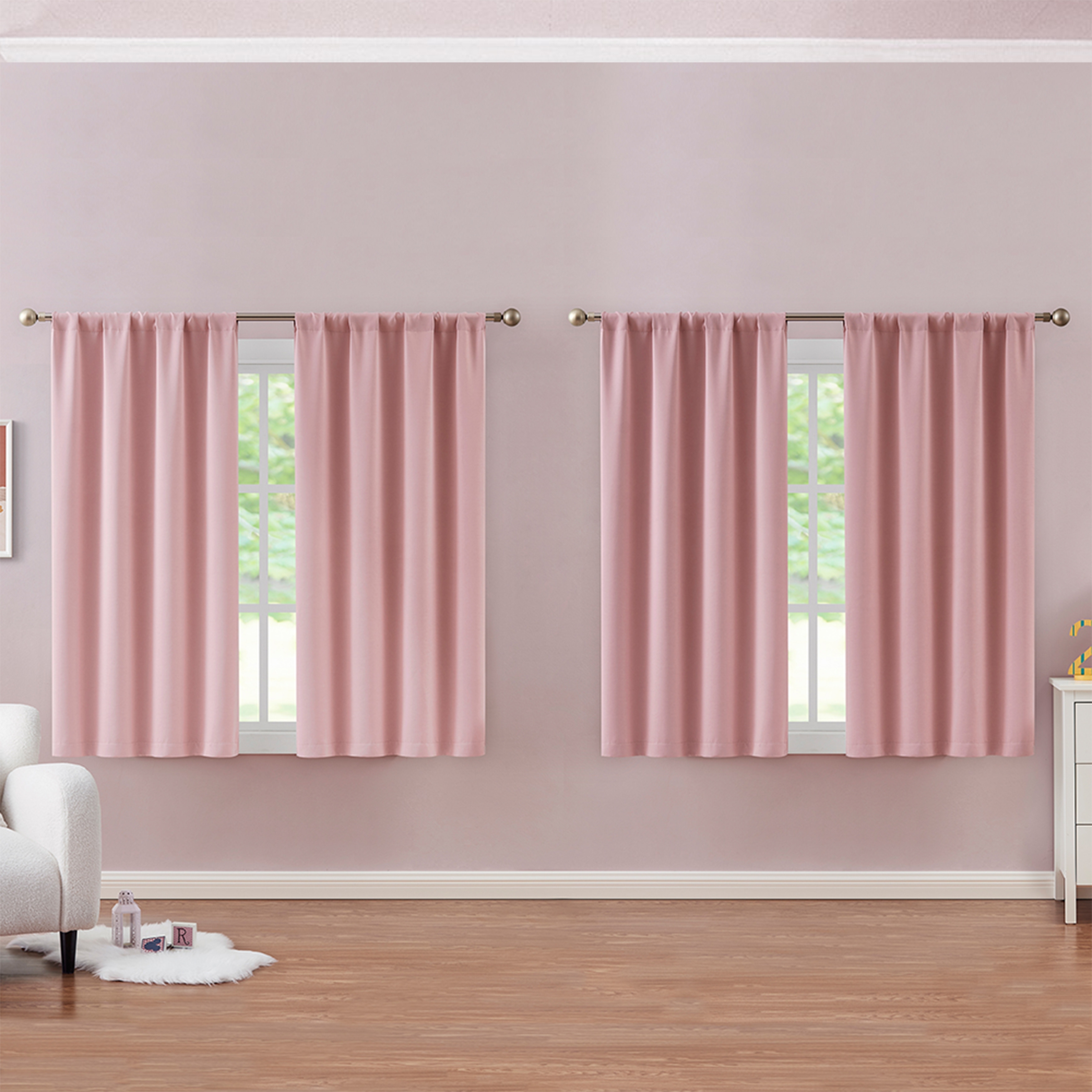 Hopscotch Ethan Blush 4-Piece Rod Pocket Blackout Curtain Panel Set 38 ...