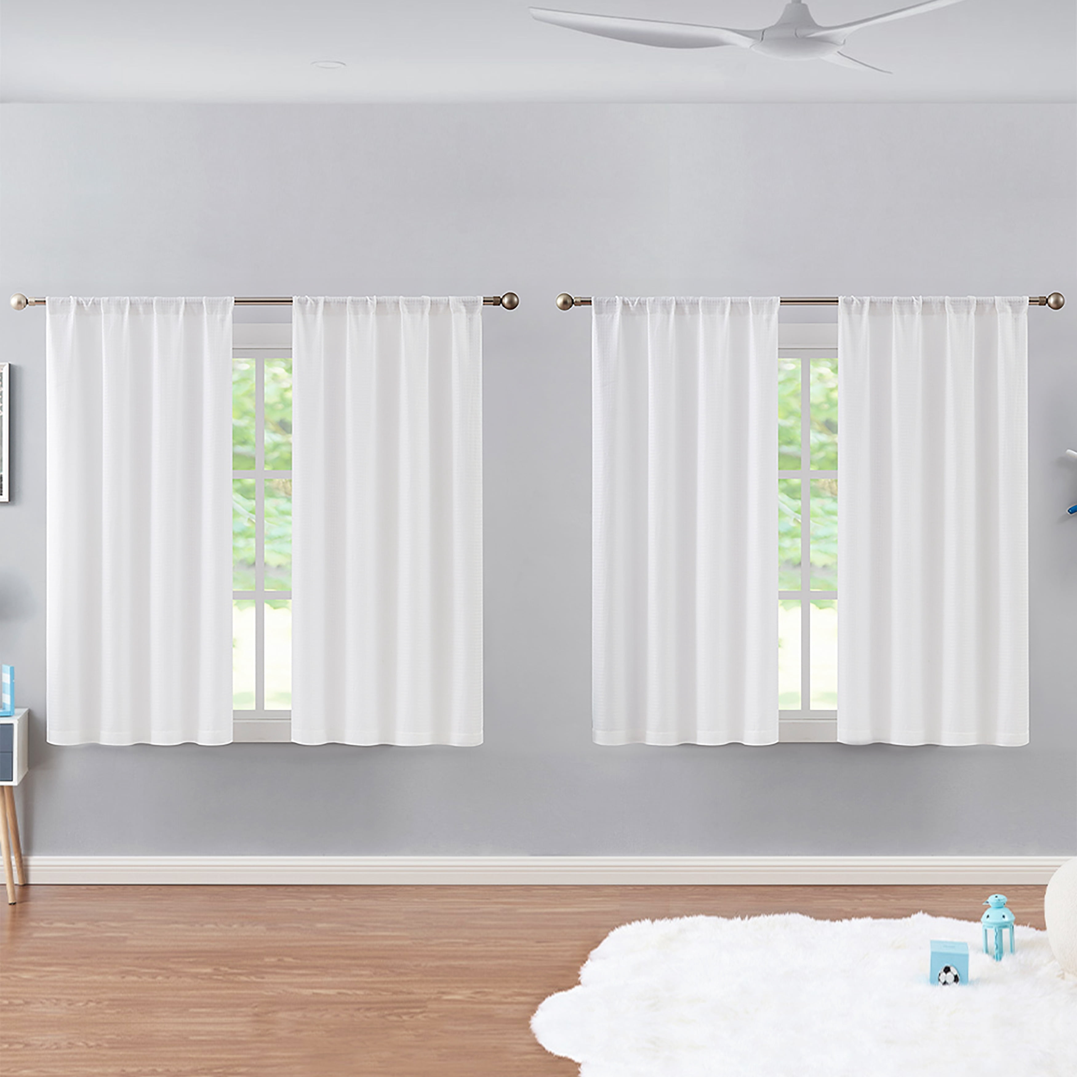Hopscotch Hayden 4-Piece Waffle Room Darkening Curtain Panel Set 38"x63 ...