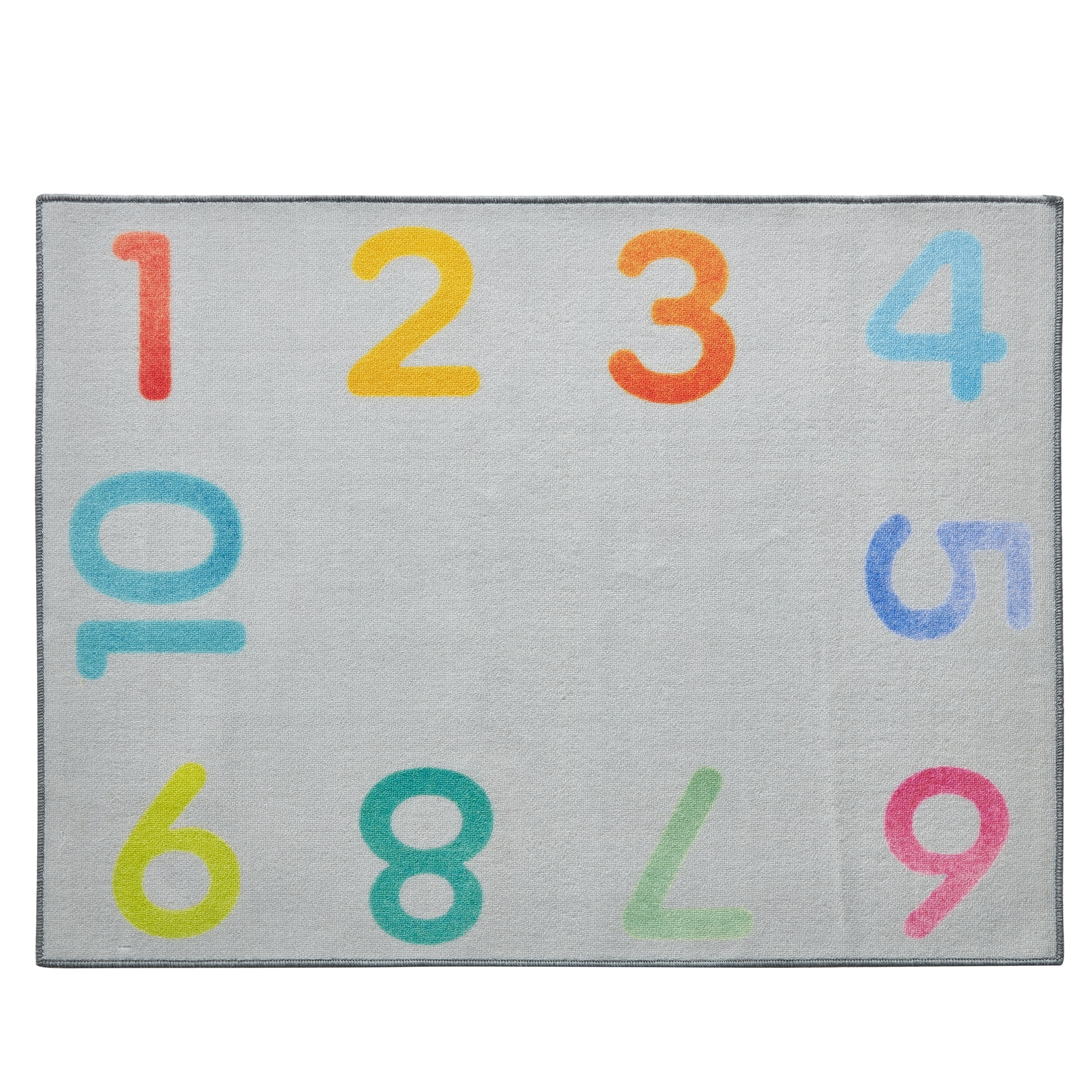 Hopscotch Number Border Educational Indoor Playmat Rug, Grey/Multicolor ...