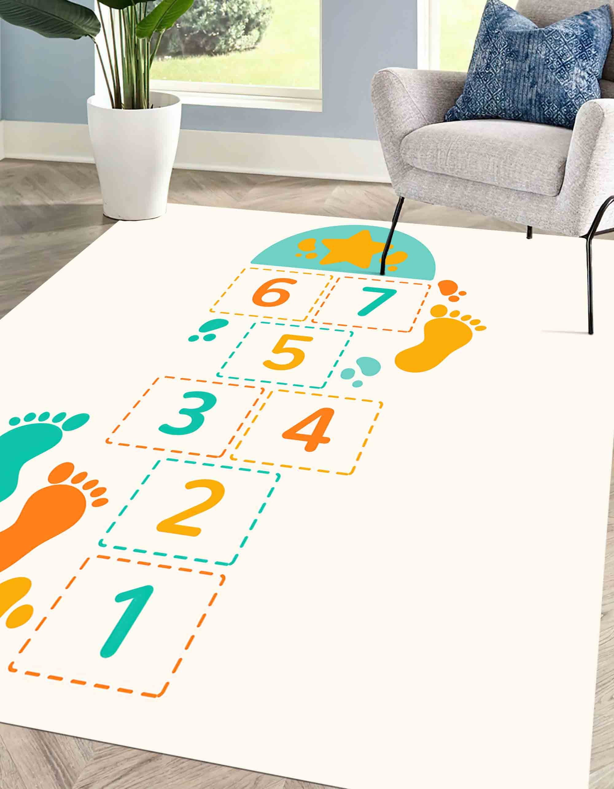 Hopscotch Pattern Kids Rugs, Colorful Rug, Personalized Kids Rugs ...