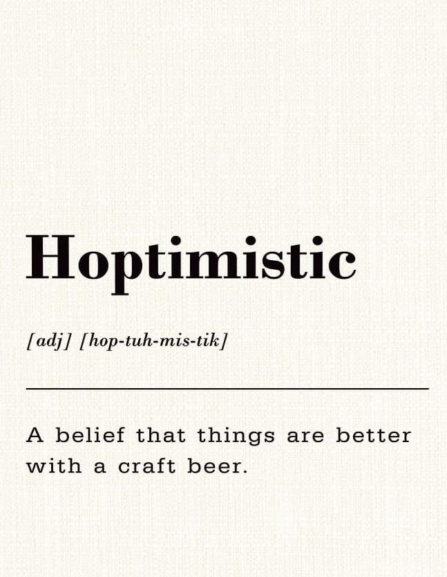 Hoptimistic Definition Poster, Beer Lover Gifts Man Cave Decor, Beer ...