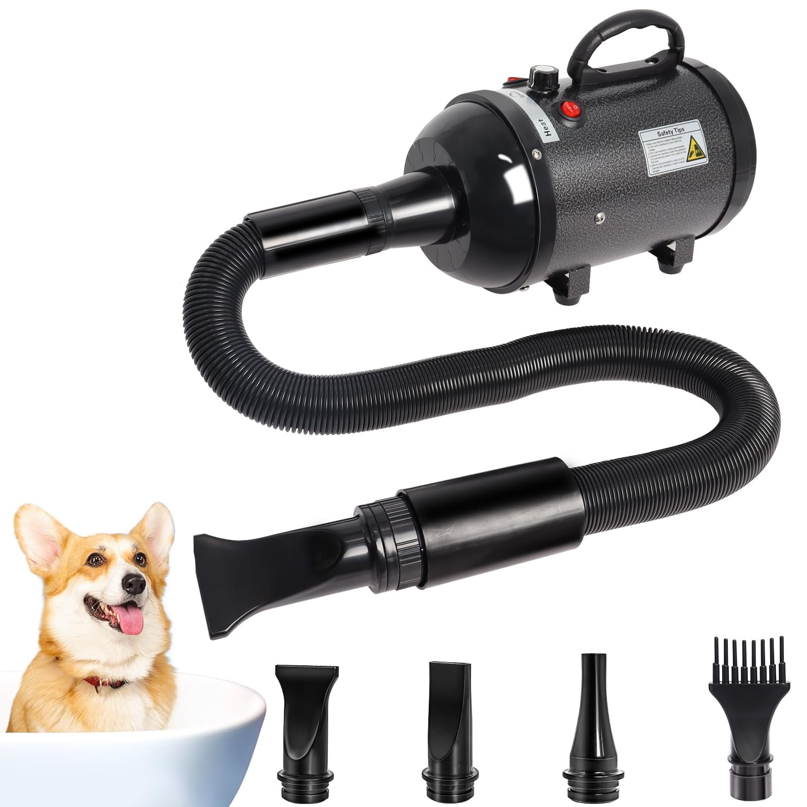 Hoqqf Dog Dryer for Large Dogs 5.2HP 3800W High Velocity Pet Hair ...